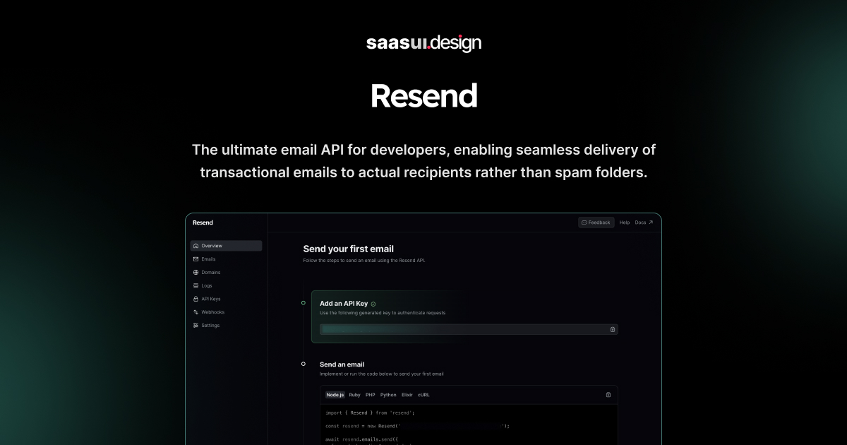Resend | UI, UX Design | SaaS | Application Design | saas ui